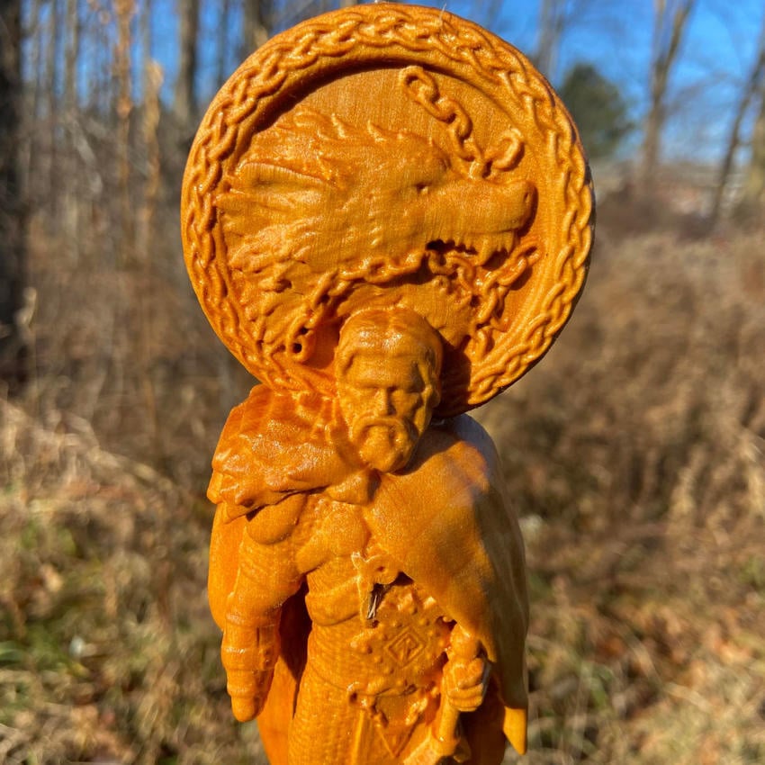 Wooden Tyr Statue Hand Carved - Artes and Craft LLC