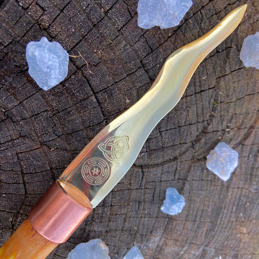 Hecate Flame Athame English Graveyard Yew with Triquetra - Artes and ...