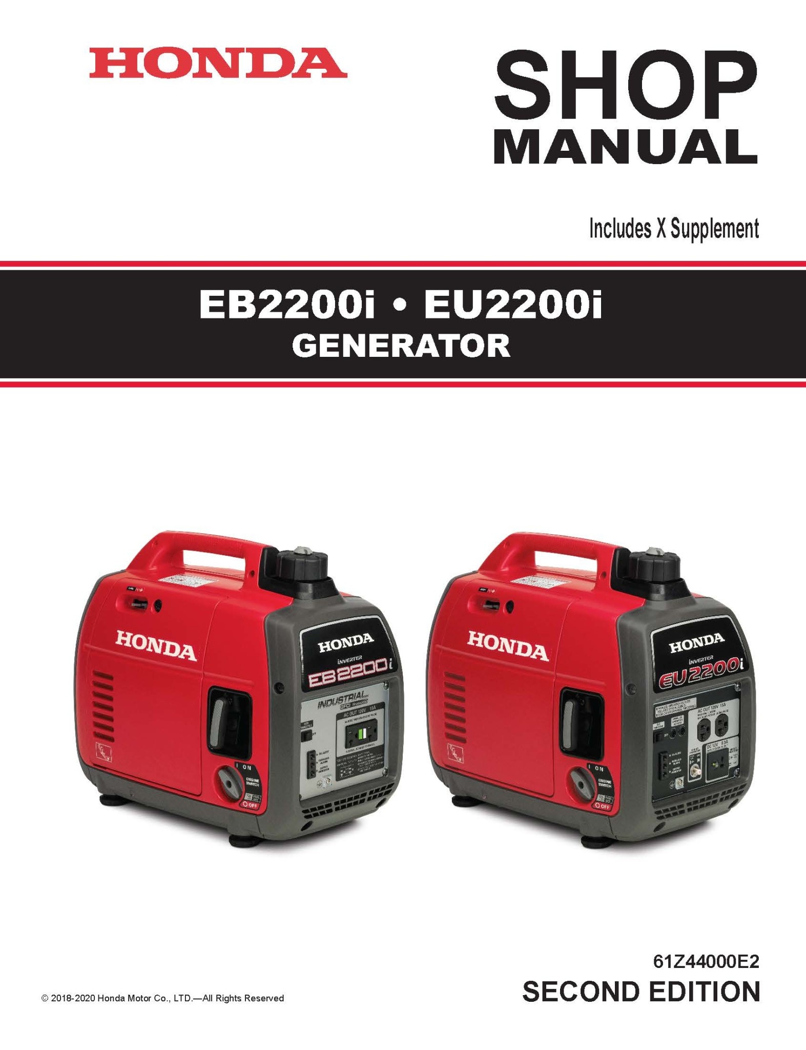 HONDA HONDA SHOP MANUAL EB2200i & EU2200i GENERATOR SECOND EDITION ...