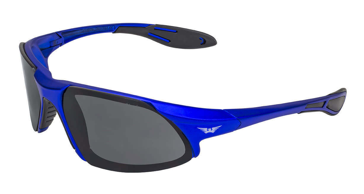 GLOBAL VISION CODE-8 METALLIC BLUE FRAME SMOKE LENSES (SAFETY) - The ...