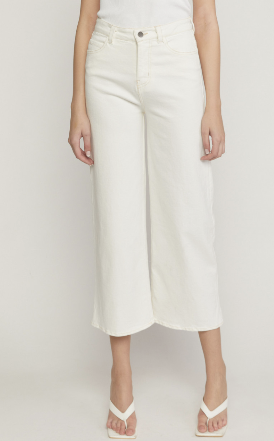 Wide Leg Cream Denim - Edit