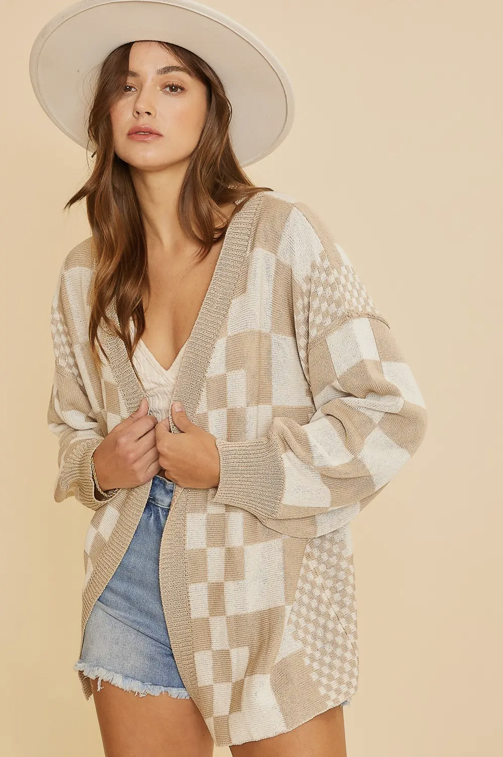 Checkered loose fit cardigan - Edit
