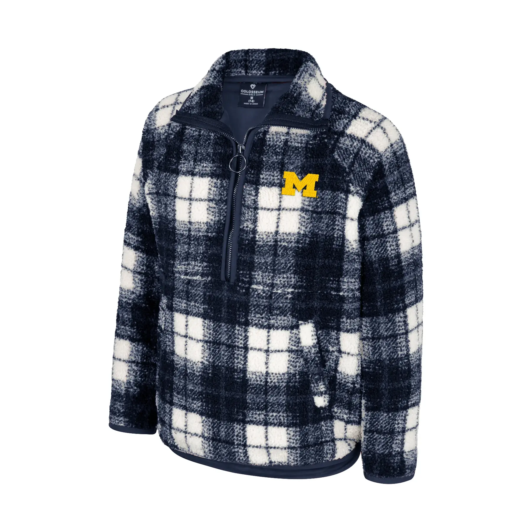 Girls' Plaid M Michigan Wolverines Prep School Sherpa Half-Zip Jacket ...