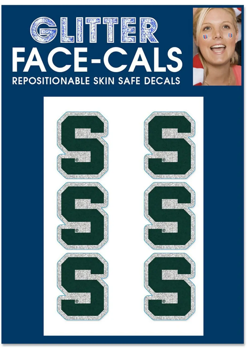 Michigan State Spartans Glitter Face Tattoo 6 Pack - The Split Mitt