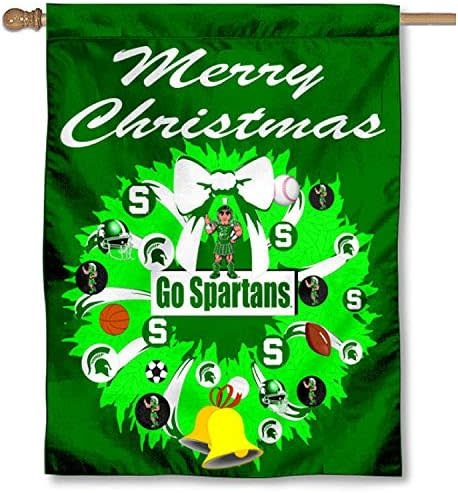 Michigan State Spartans Banner 30'' x 40'' Merry Christmas Wreath - The ...