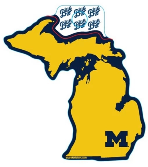 Michigan Wolverines State of Michigan Shape Sticker - The Split Mitt