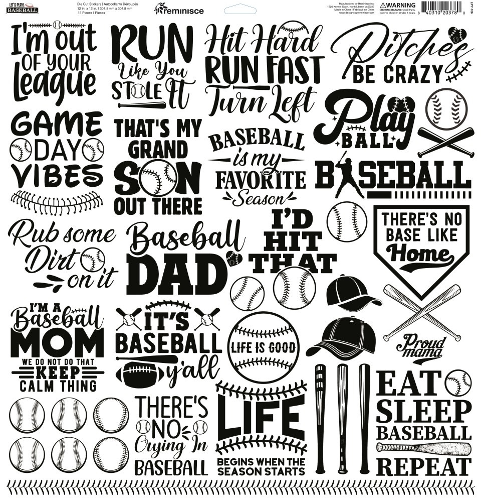 12x12 Sticker Sheet, Let's Play Baseball - Memories and More