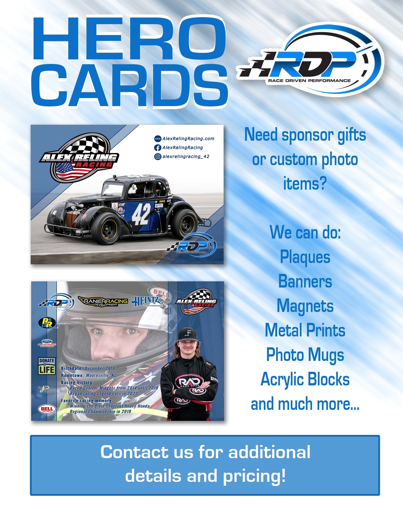 Hero Card Design & Printing - Race Driven Performance