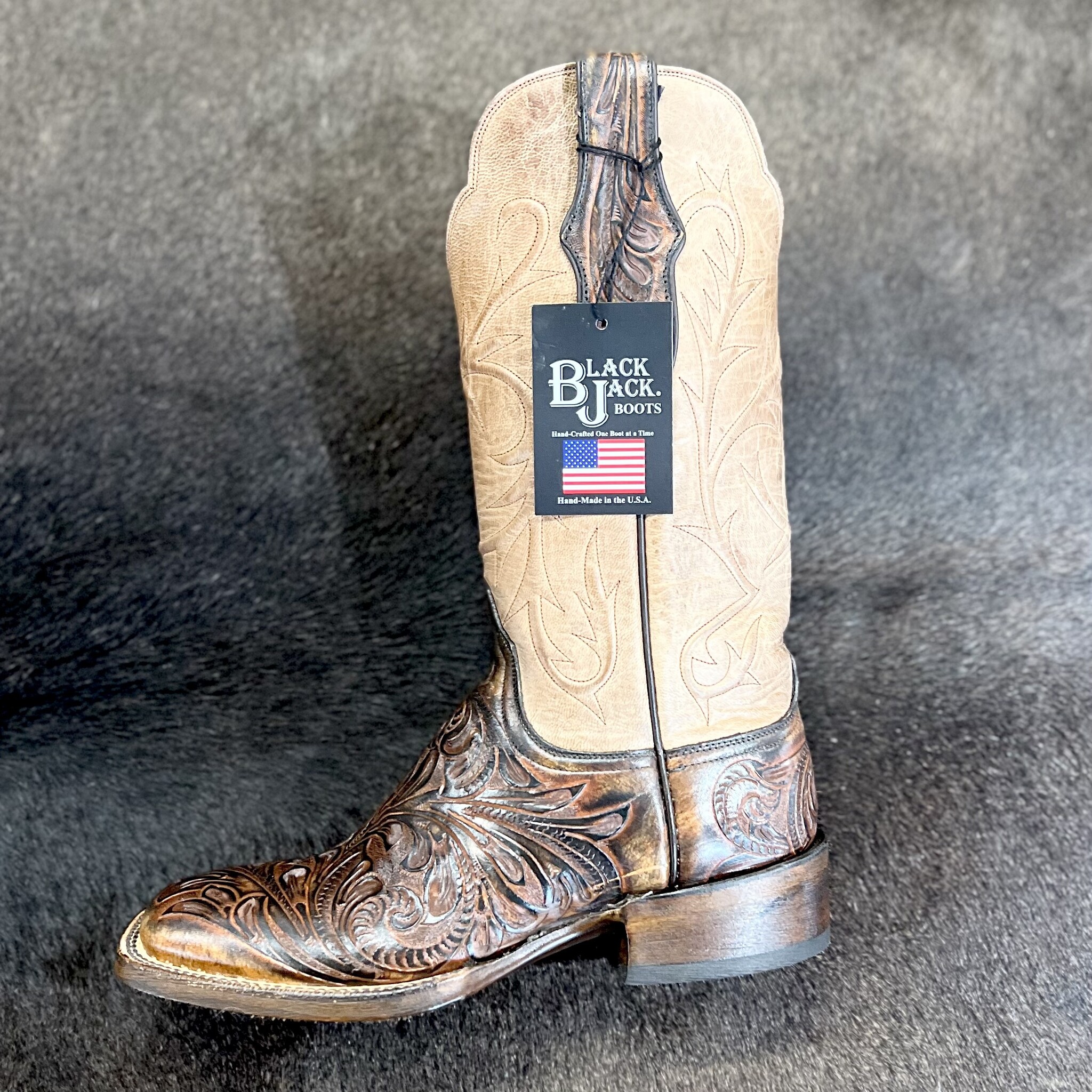 Black Jack Boots Ladies' Burnt Brown Hand-tooled Boot - Howell Western Wear