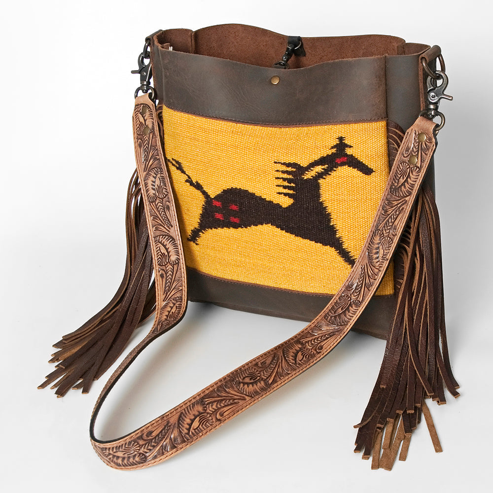 American Darling Bags Yellow Horse Woven Fringe Crossbody - Howell ...
