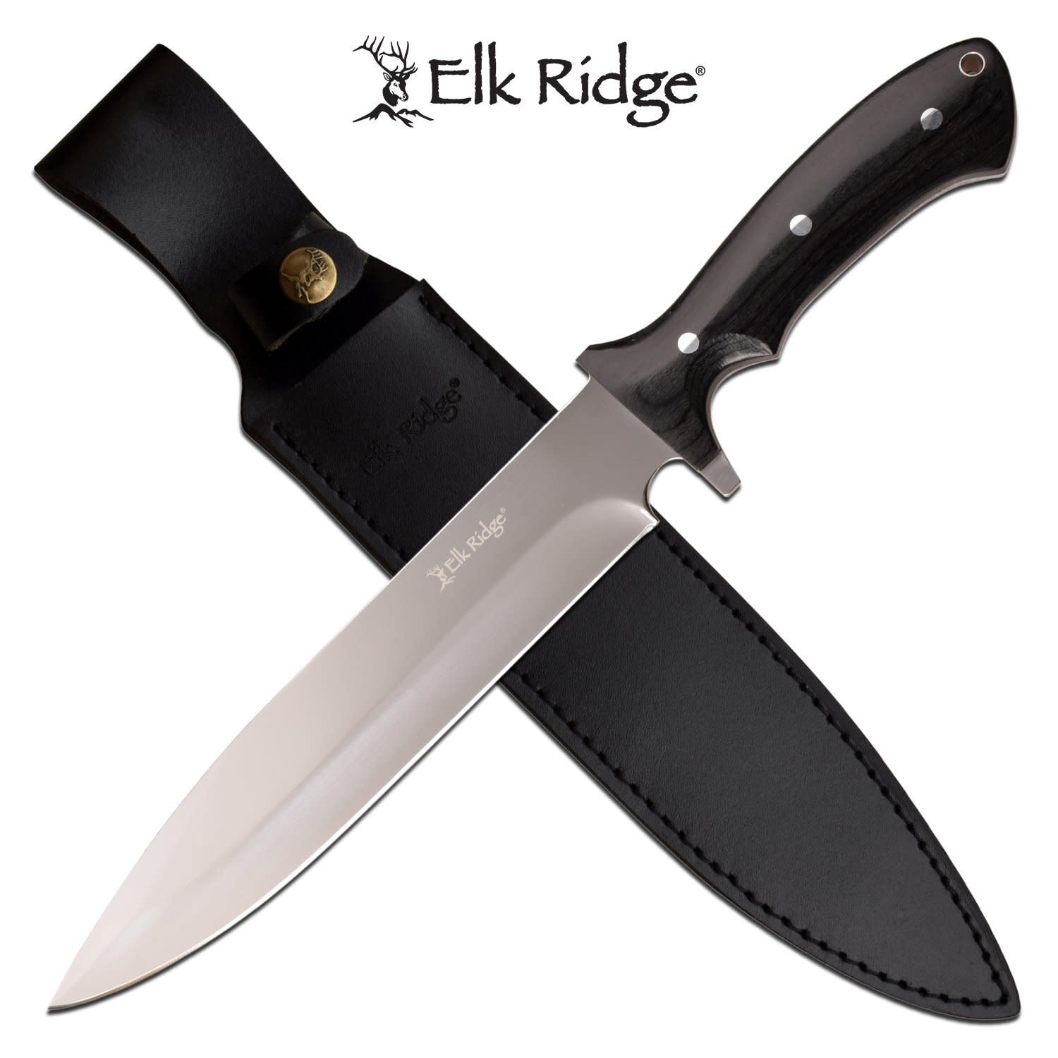 Elk Ridge Bowie Knife - 9" Blade w/ Leather Sheath - Shooters Shed