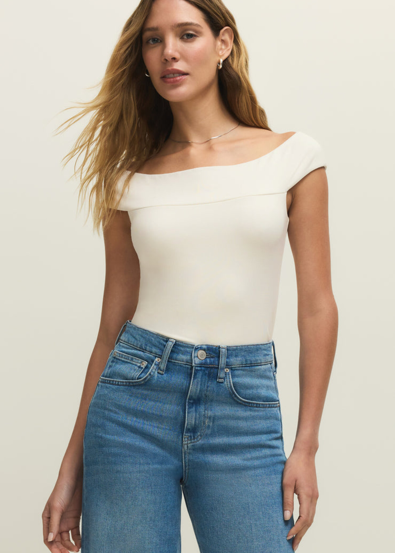 ZS. Off Shoulder Top - Cloud - Boutique Evasion + Vendredi Chic