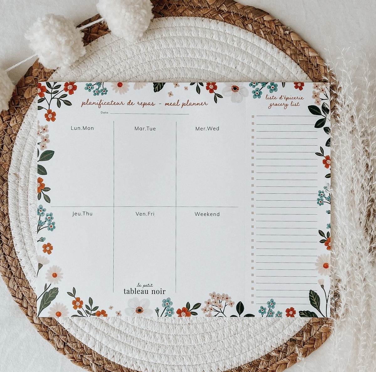 Planificateur de repas-Fleurs - Hello & Co - Baby Store