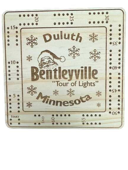 7" x 7" Cribbage Board - Bentleyville "Tour of Lights"