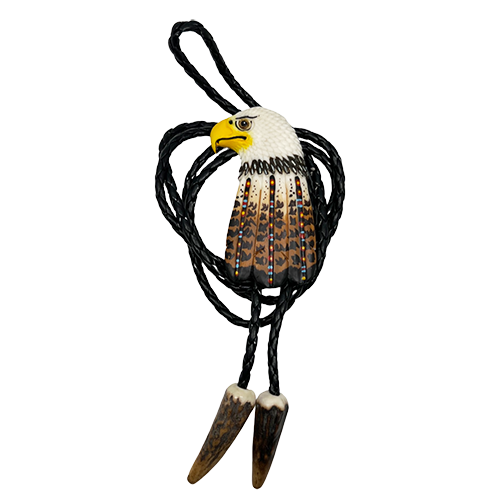 CARVED BONE BOLO TIE - EAGLE - Four Directions Trading