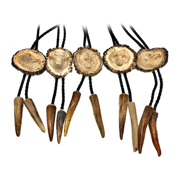 Carved Bone Bolo Ties - Four Directions Trading