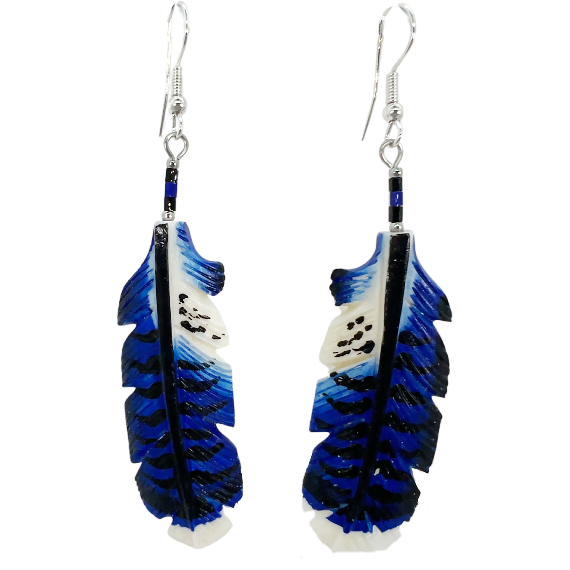 HAND CARVED AND PAINTED BONE HAWK FEATHER - Four Directions Trading