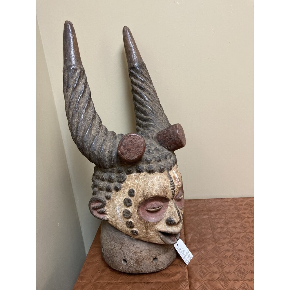 Ibo Ibo (igbo) headpiece/mask of wood, kaolin of red pigment that had ...
