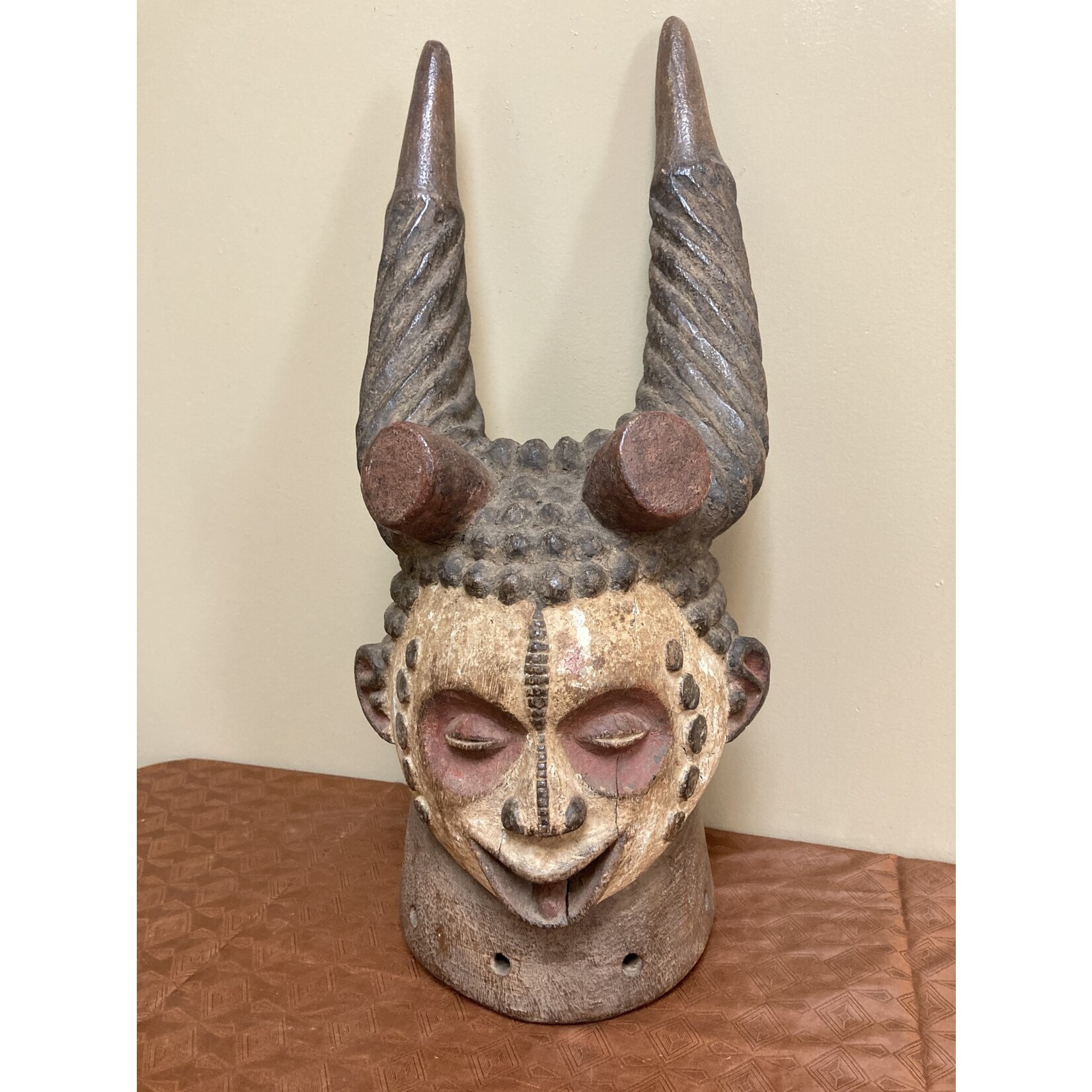 Ibo Ibo (igbo) headpiece/mask of wood, kaolin of red pigment that had ...