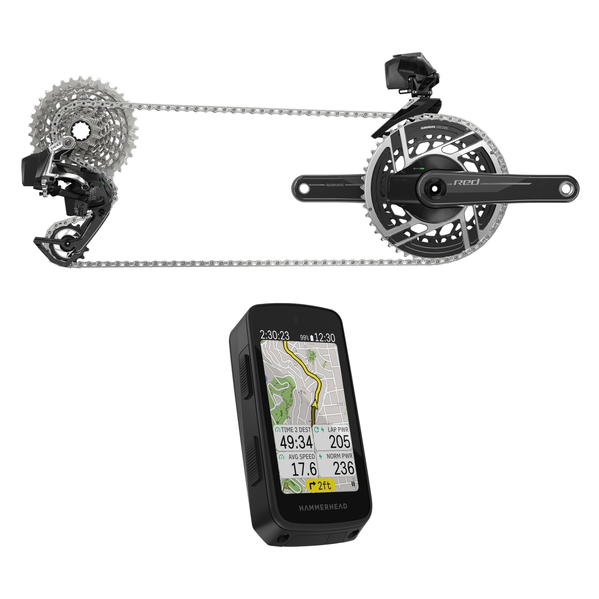 GROUP KIT SRAM ETAP AXS 2X E1 HRD HAMMERHEAD KAROO/SHIFTER/HYD ED FD/CHAIN 114L/RD 36T MAX & BAT ...