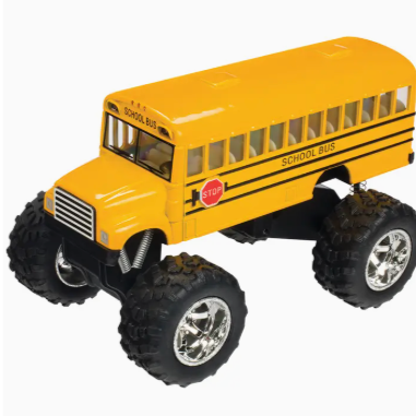 Monster School Bus, Pull Back Action, Die-Cast - Macs & Milli
