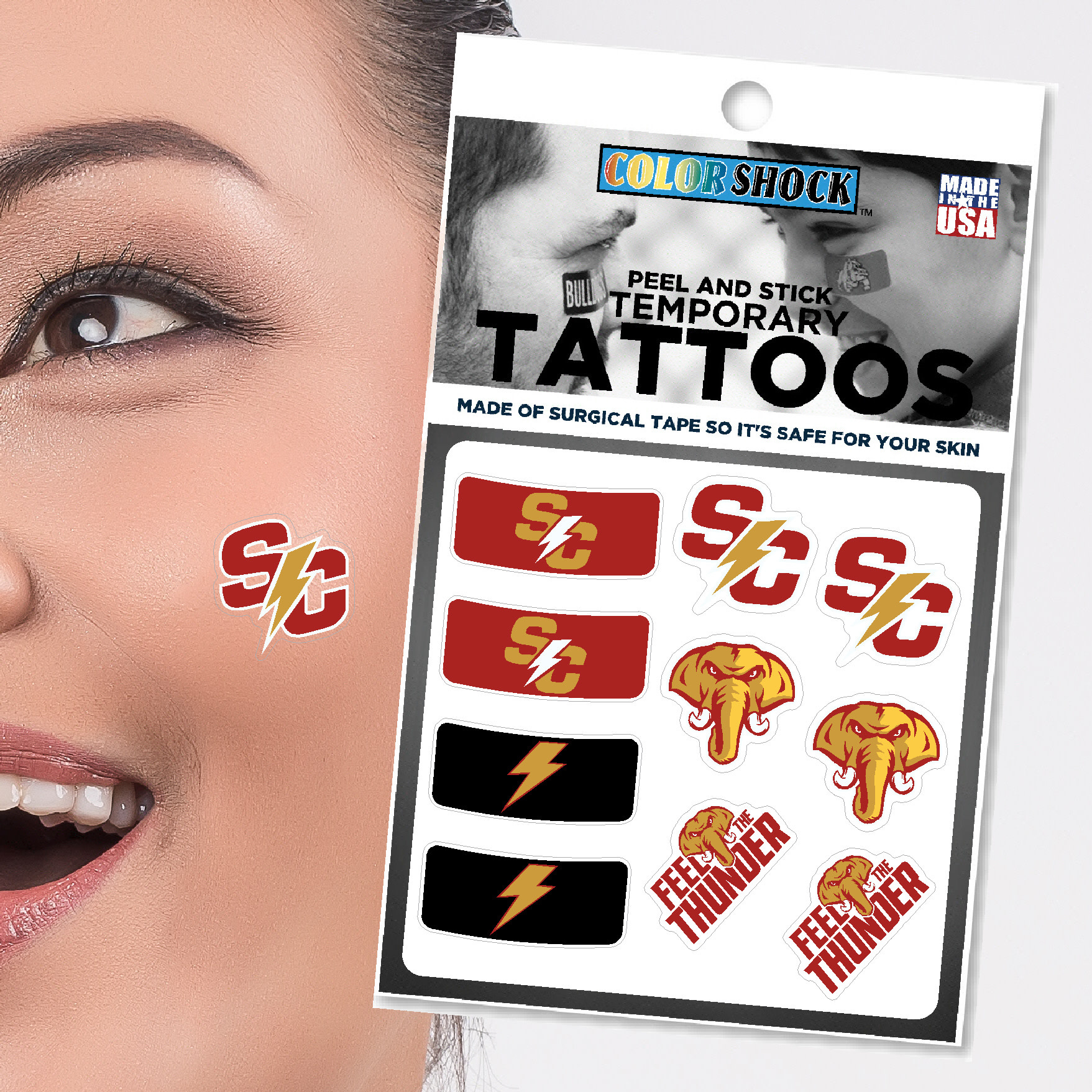 Color Shock Simpson Temporary Tattoos - Simpson College Spirit Shop