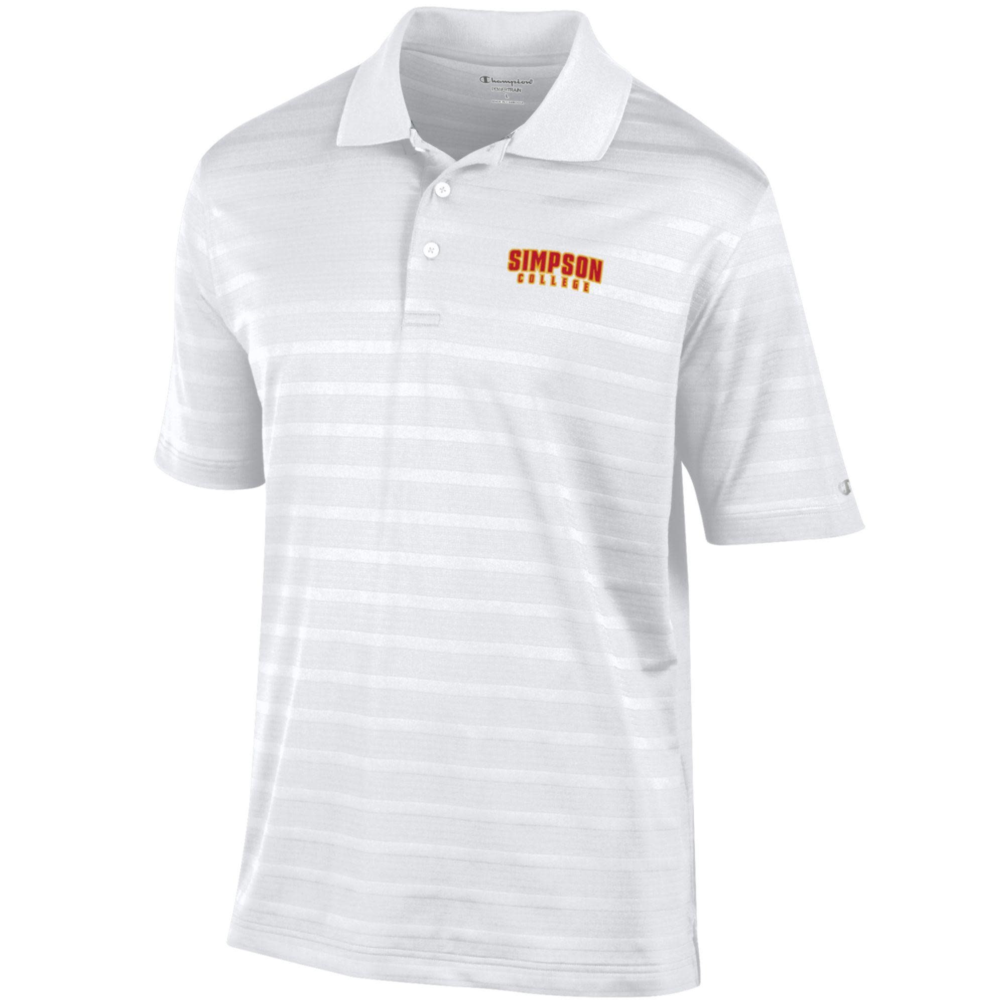 Champion Textured Solid Polo White - Simpson College Spirit Shop