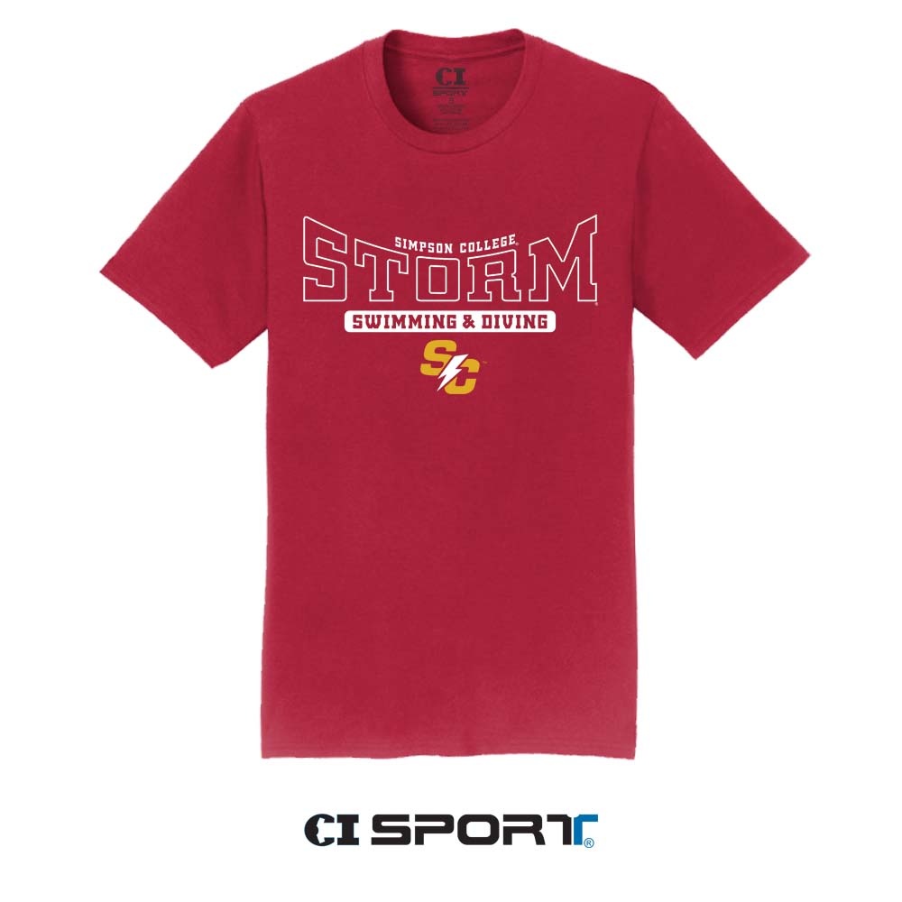 CI Sport Swim & Dive Tee Cardinal - Simpson College Spirit Shop