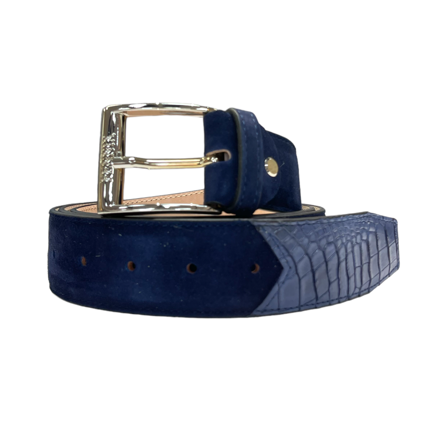 Genuine Alligator Belt Suede (Landon) Silver Bukle - Kingsmen Shoes