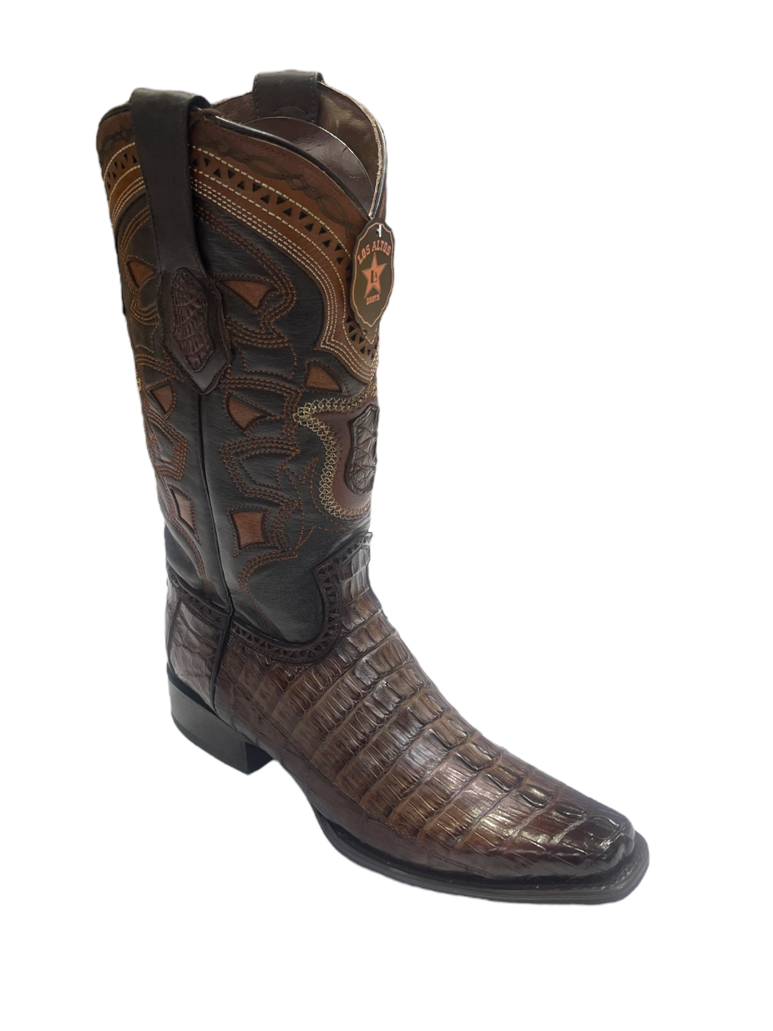 European Square Toe Caiman Tail Los Altos (760116) Brown - Kingsmen Shoes