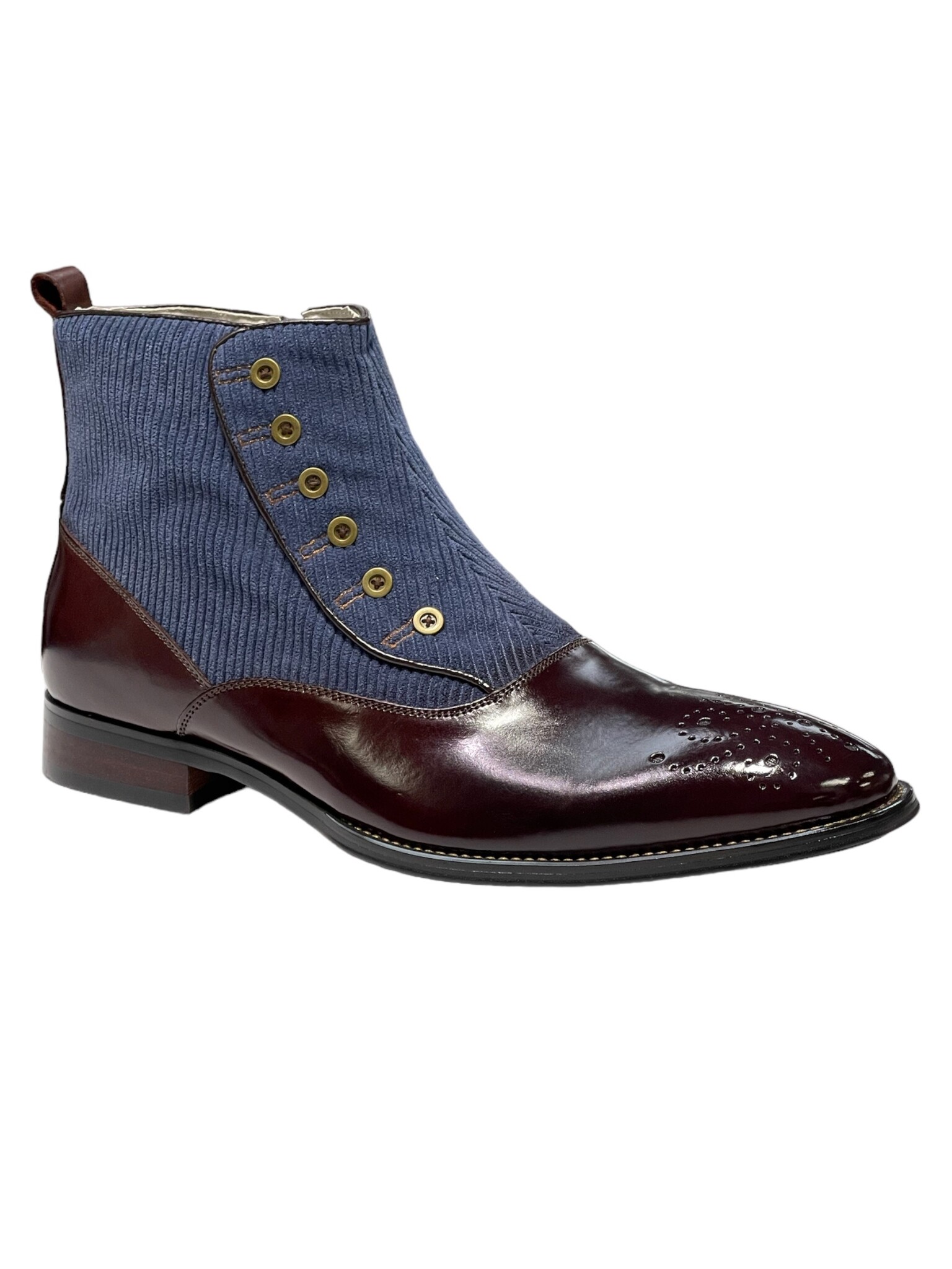Giovanni Leather Boot W/Fabric (Kenderick) - Kingsmen Shoes