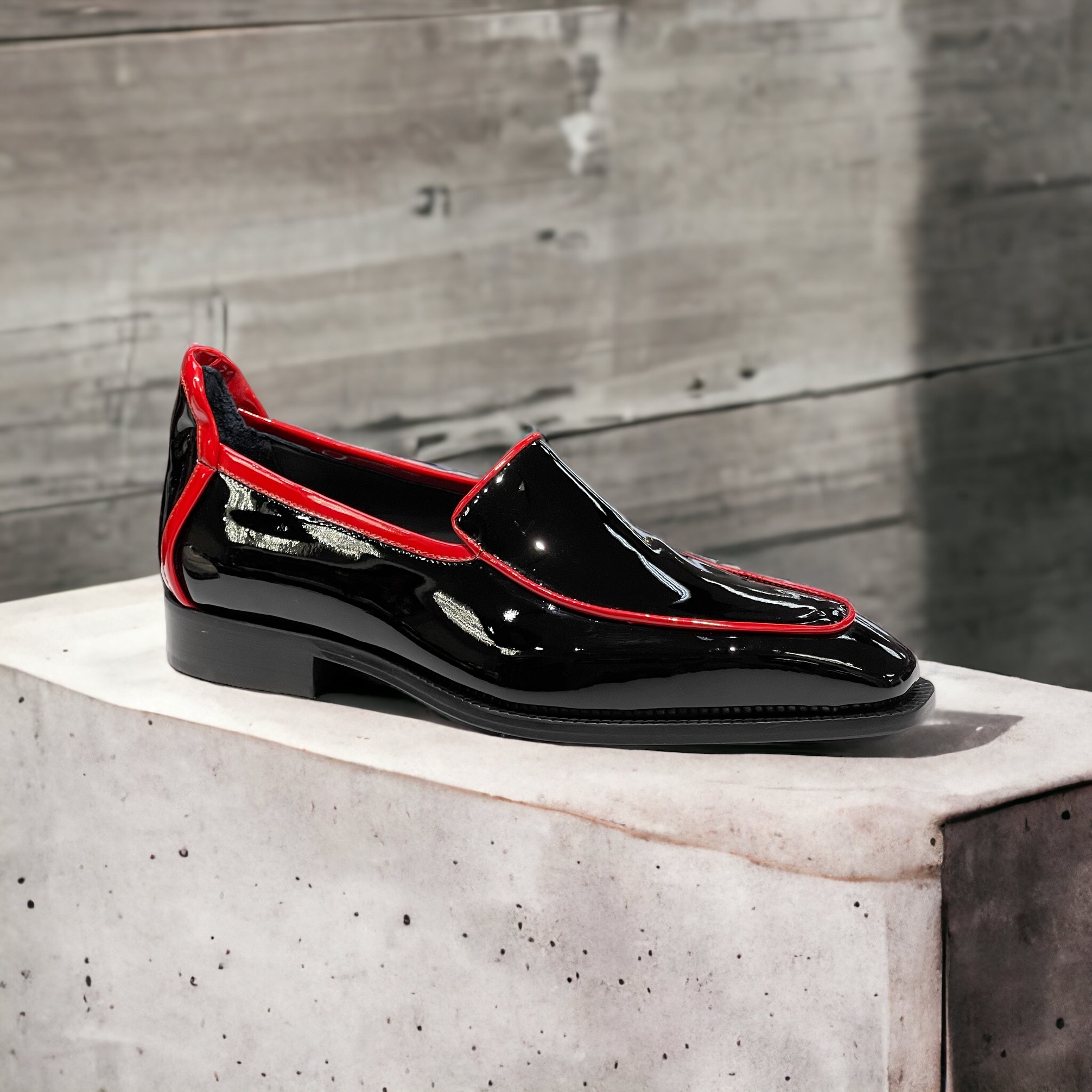 Duca by Matiste Fano Shoes Patent Leather Black/Red - Kingsmen Shoes