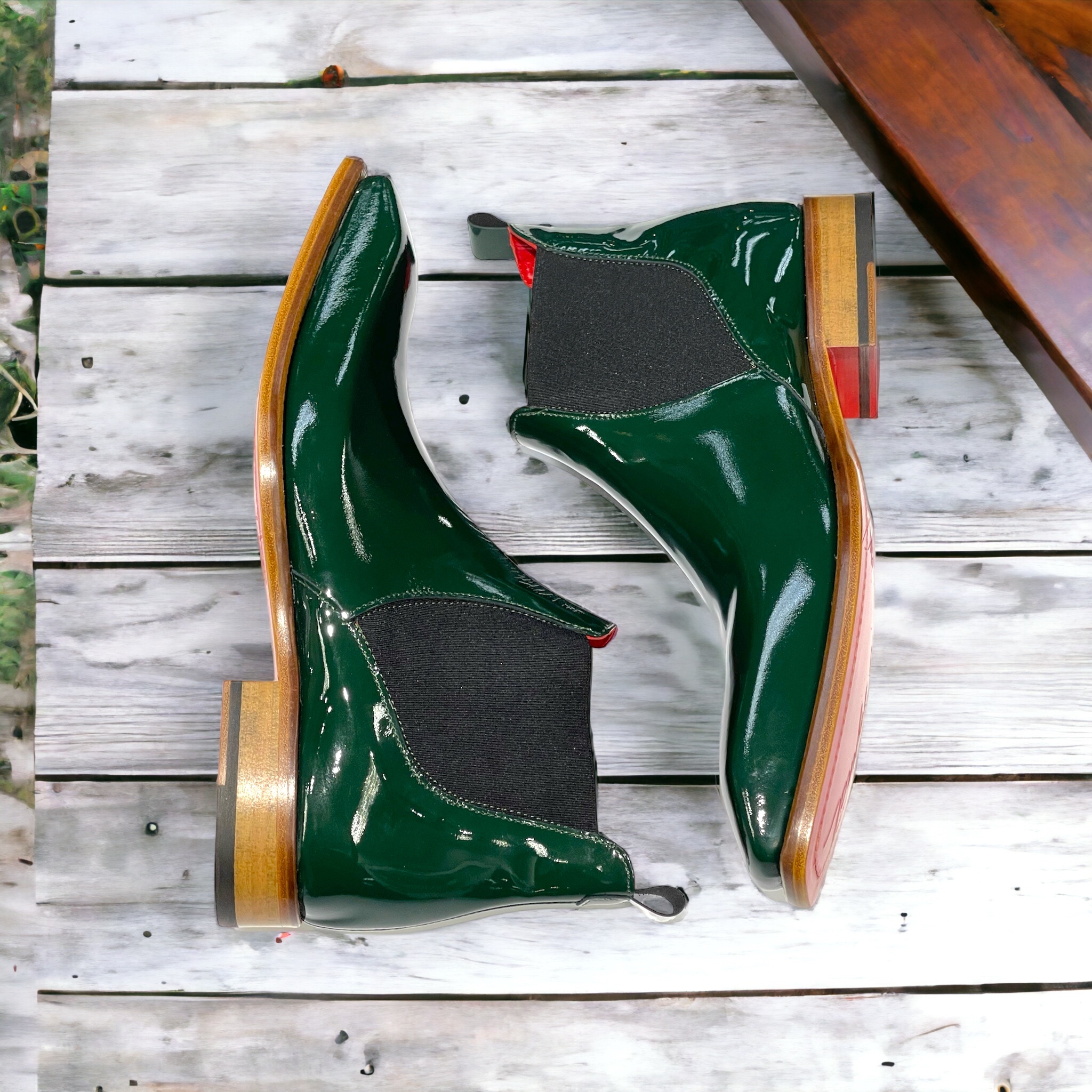Emilio Franco Leonardo Patent Leather Boot Forest Green - Kingsmen Shoes