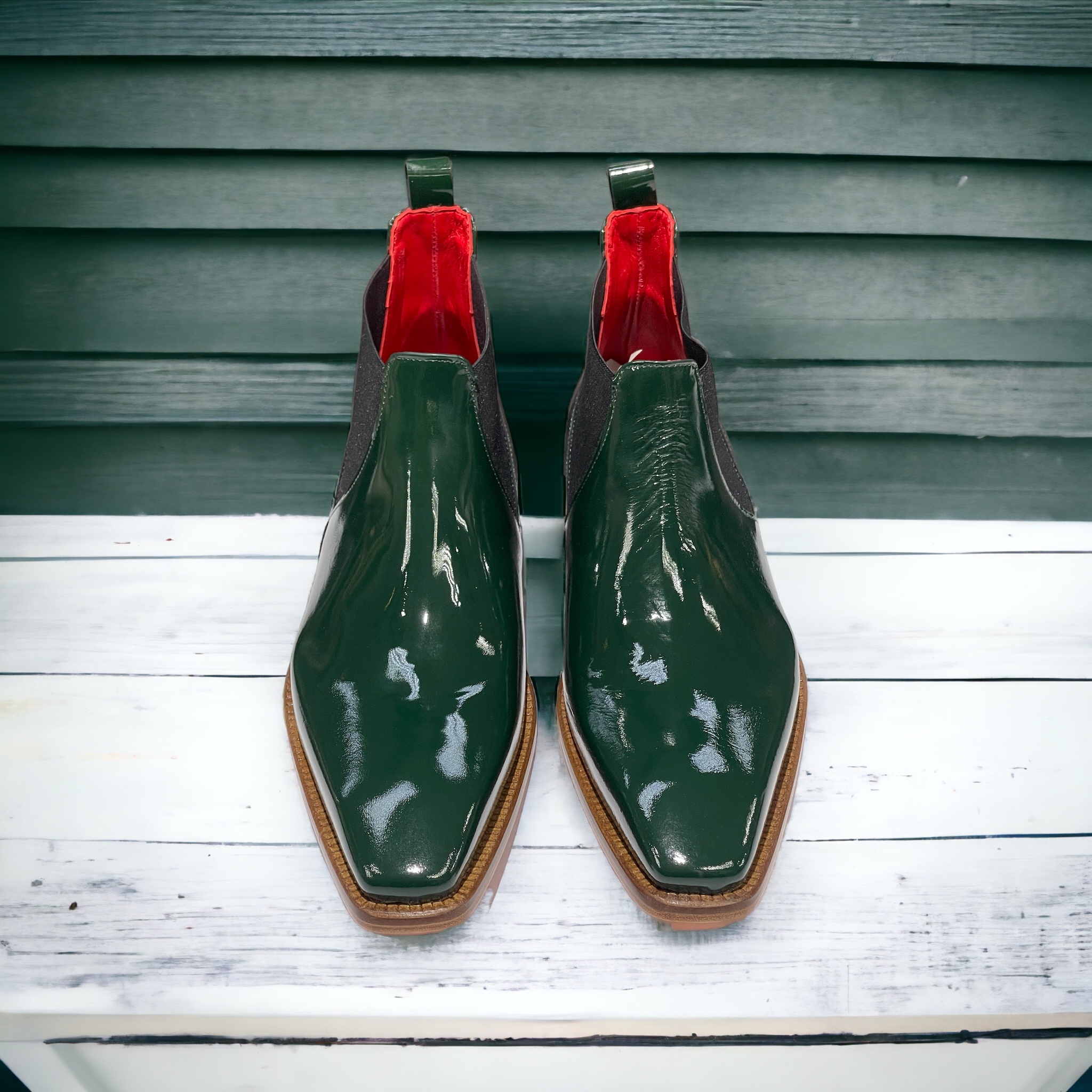 Emilio Franco Leonardo Patent Leather Boot Forest Green - Kingsmen Shoes