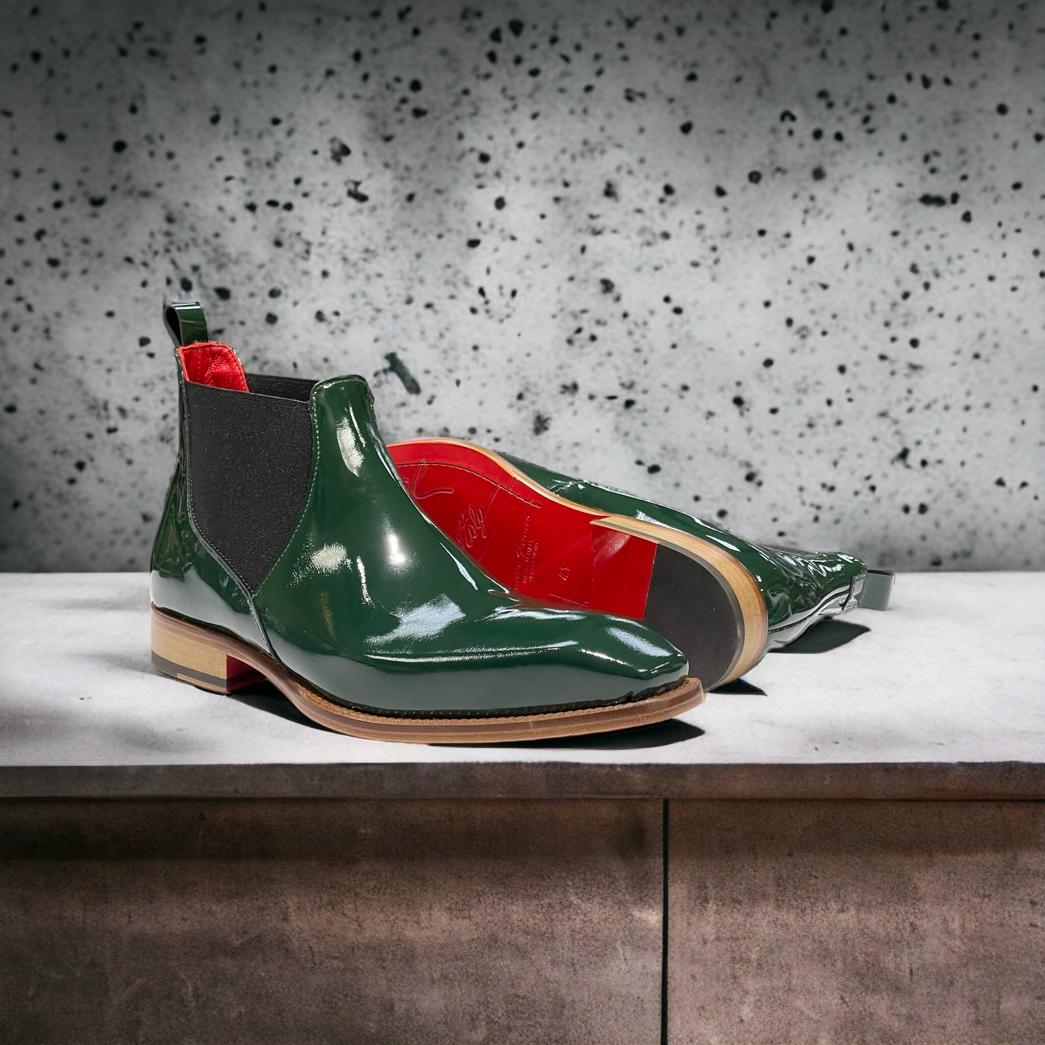 Emilio Franco Leonardo Patent Leather Boot Forest Green - Kingsmen Shoes
