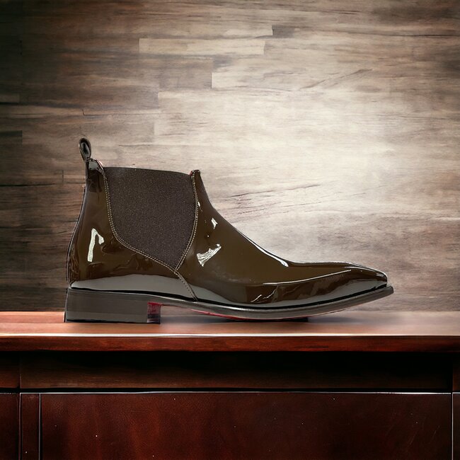 Emilio Franco Leonardo Patent Leather Boot Antique Brown Kingsmen Shoes