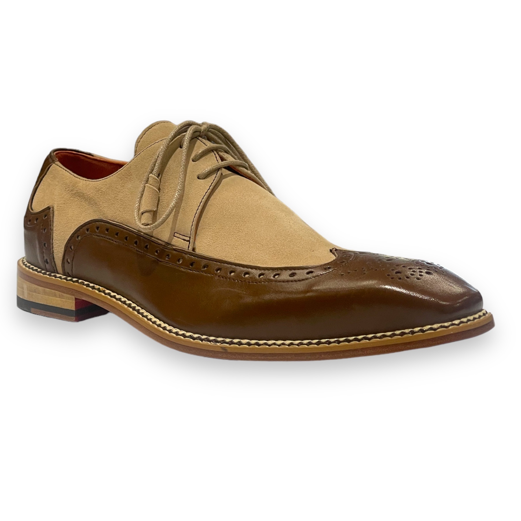 Emilio Franco Leather & Suede Wing Tip Shoe - Kingsmen Shoes