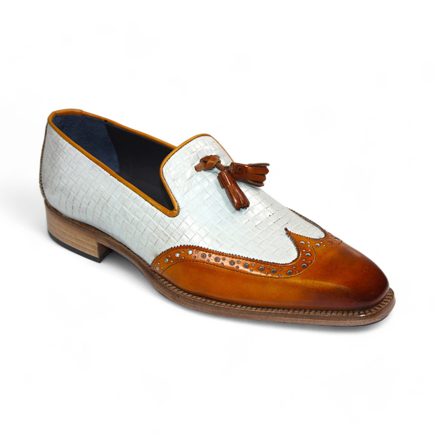 Duca Cosenza Men's Shoes Gold/Off White Calf-Skin Leather Loafer ...