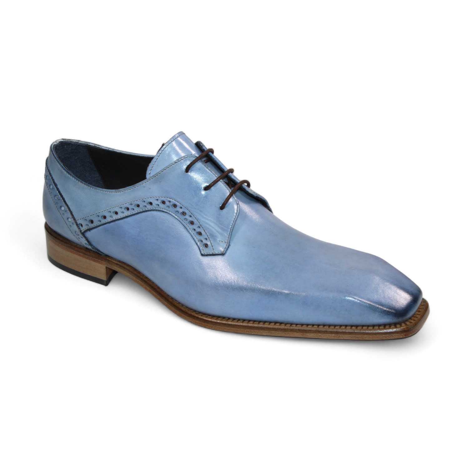 Spada Men's Shoes Light Blue Calf-Skin Leather Oxfords - Kingsmen Shoes
