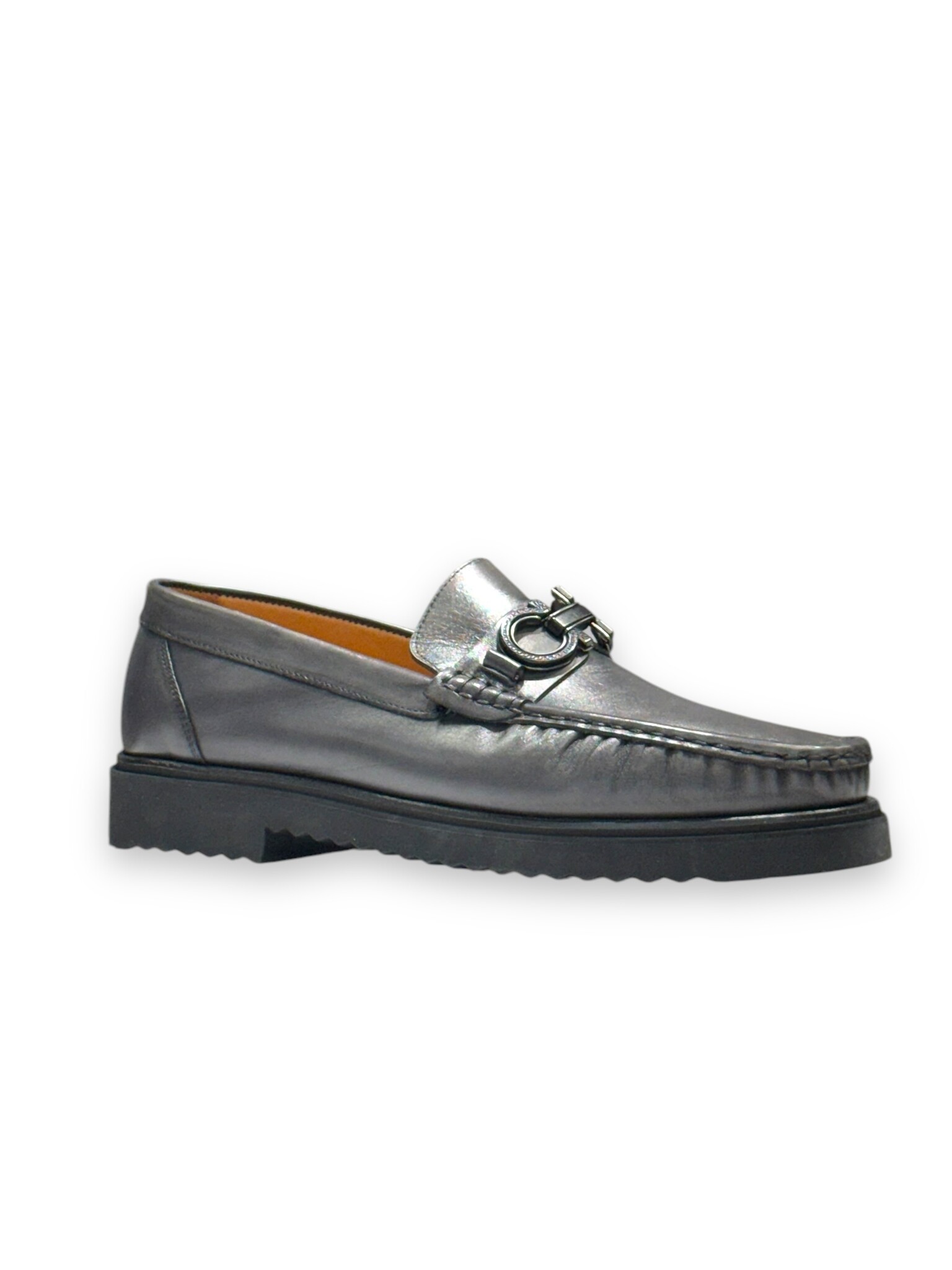 Men's Loafers With Bit Buckle, Light Thick Lug Sole Calf-Skin Leather ...
