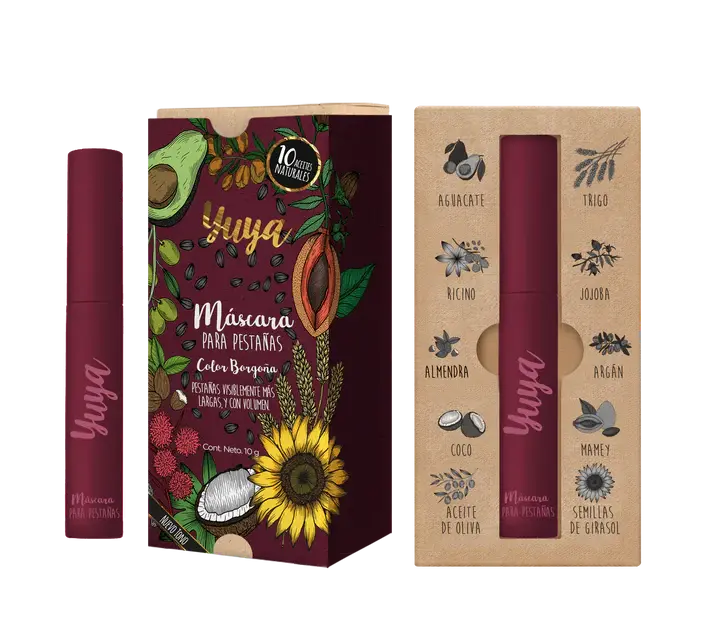 Mascara de pestañas Yuya 10 aceites naturales Borgoña - Iconika Beauty Shop