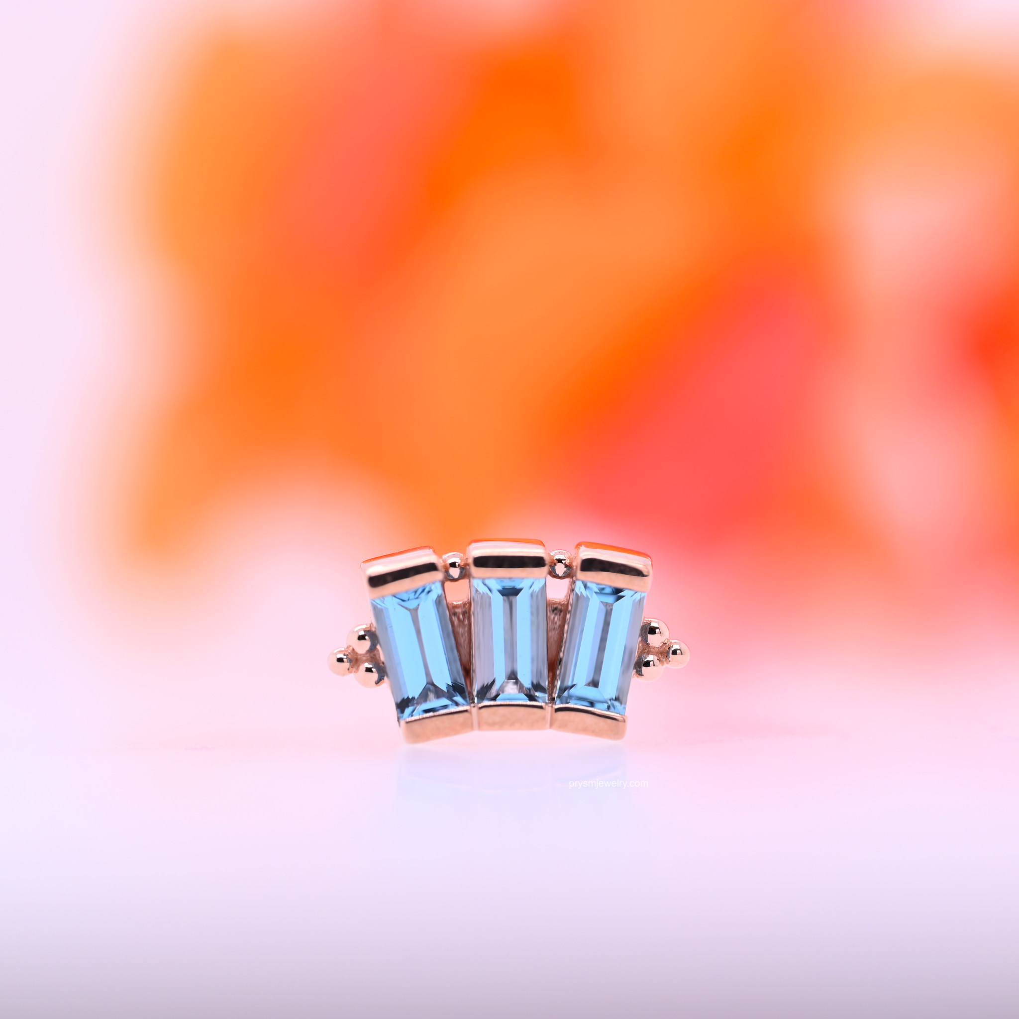 3-Gem Straight Baguette Panaraya | 16g 14k Rose Gold | (3) 4x2mm Swiss ...