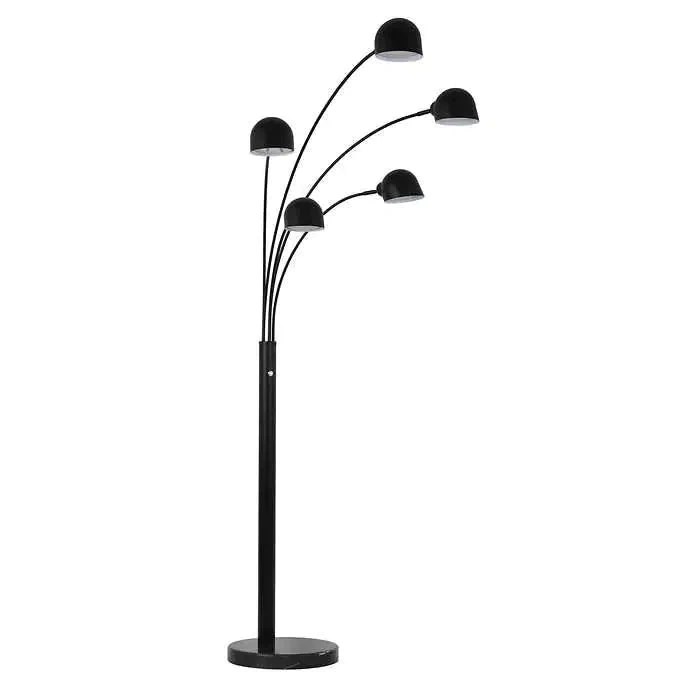Modern Black Metal 5-arm Floor Lamp - Surplus Sam's