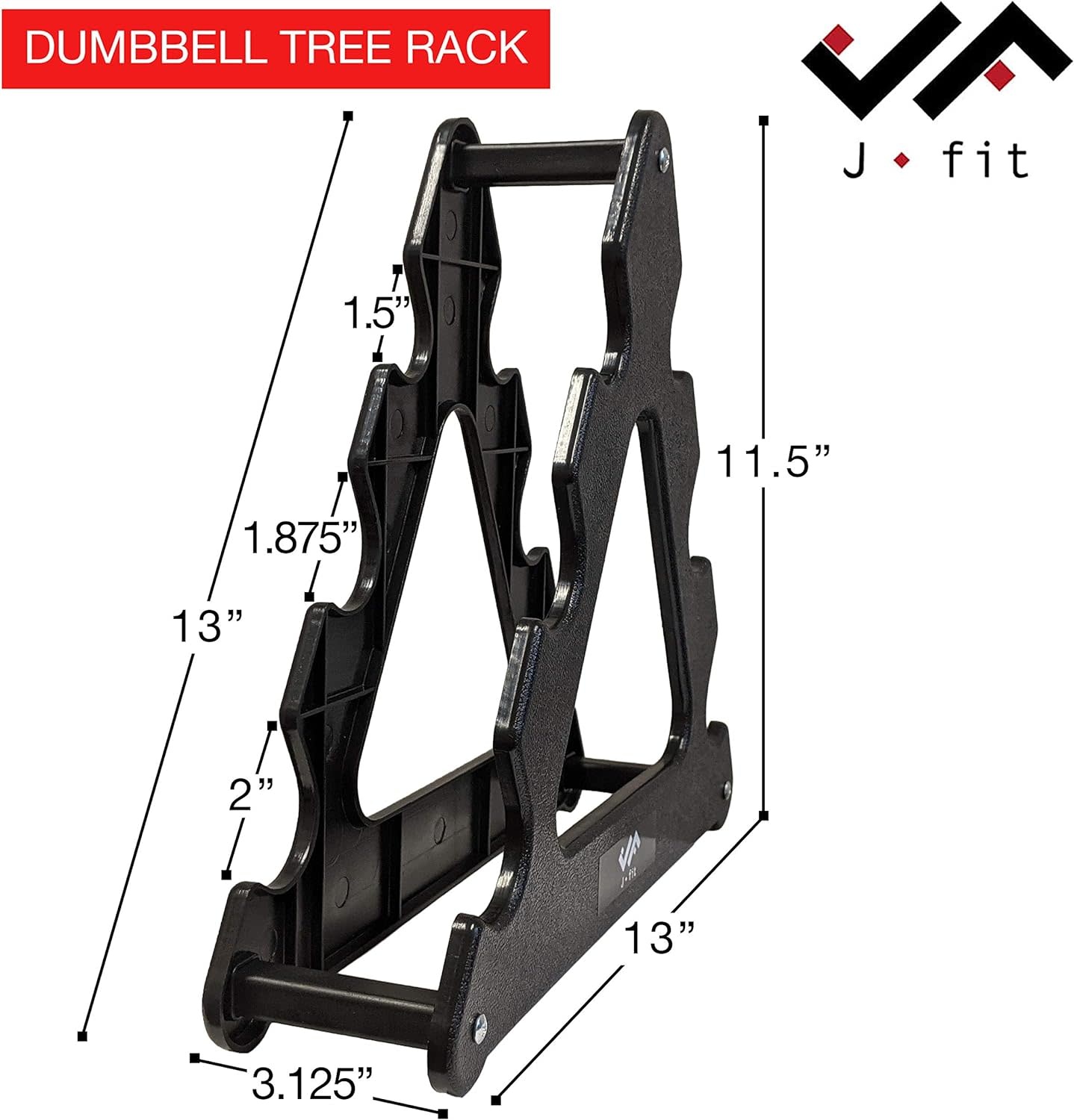 JFIT Dumbbell Tree Rack, Black - Holds up to 40 lbs of dumbbells, NO ...