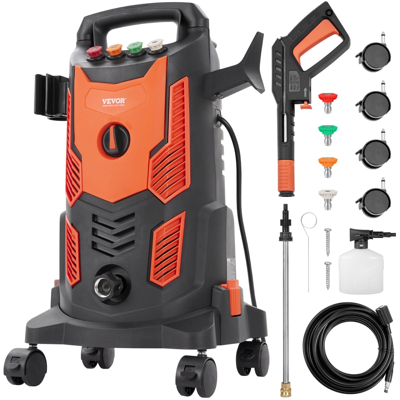 VEVOR Electric Pressure Washer, 2300 PSI, Max. 1.9 GPM, 1900W Power Washer w/ 26 ft Hose, 4 ...