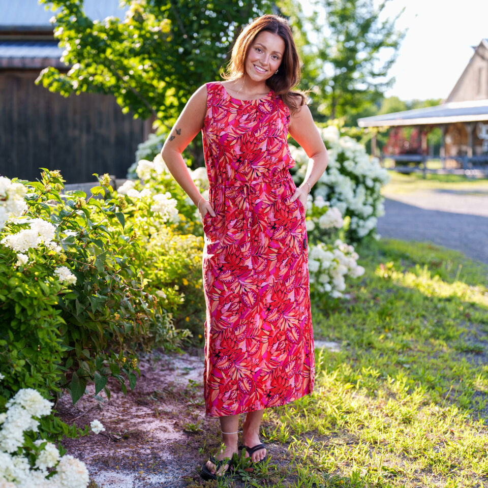 Rien ne se Perd Tango Leaf Print Maxi Dress - KVA Collections