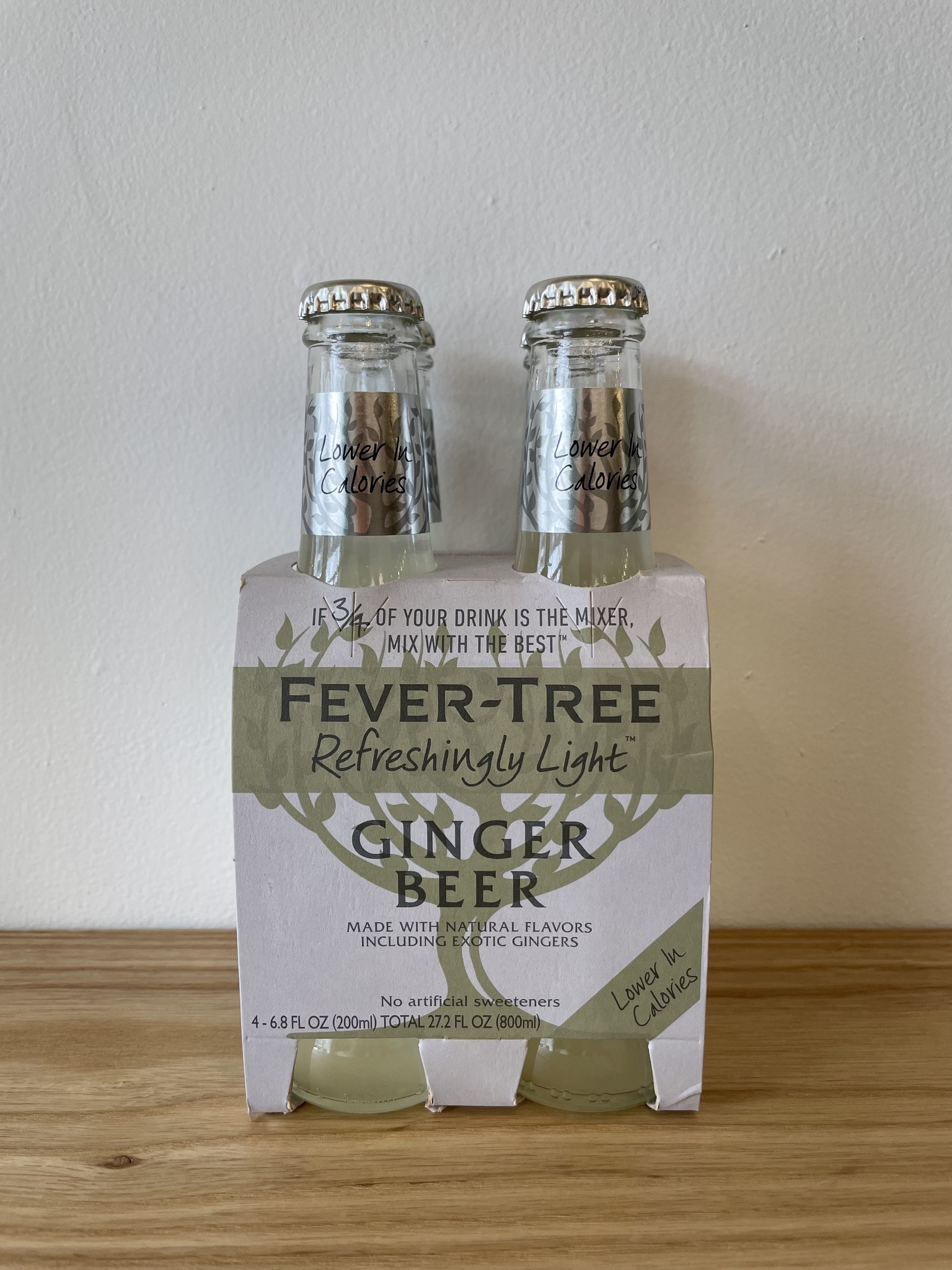 Fever Tree Refreshingly Light Ginger Beer 4pk Bottle - The Zero Co