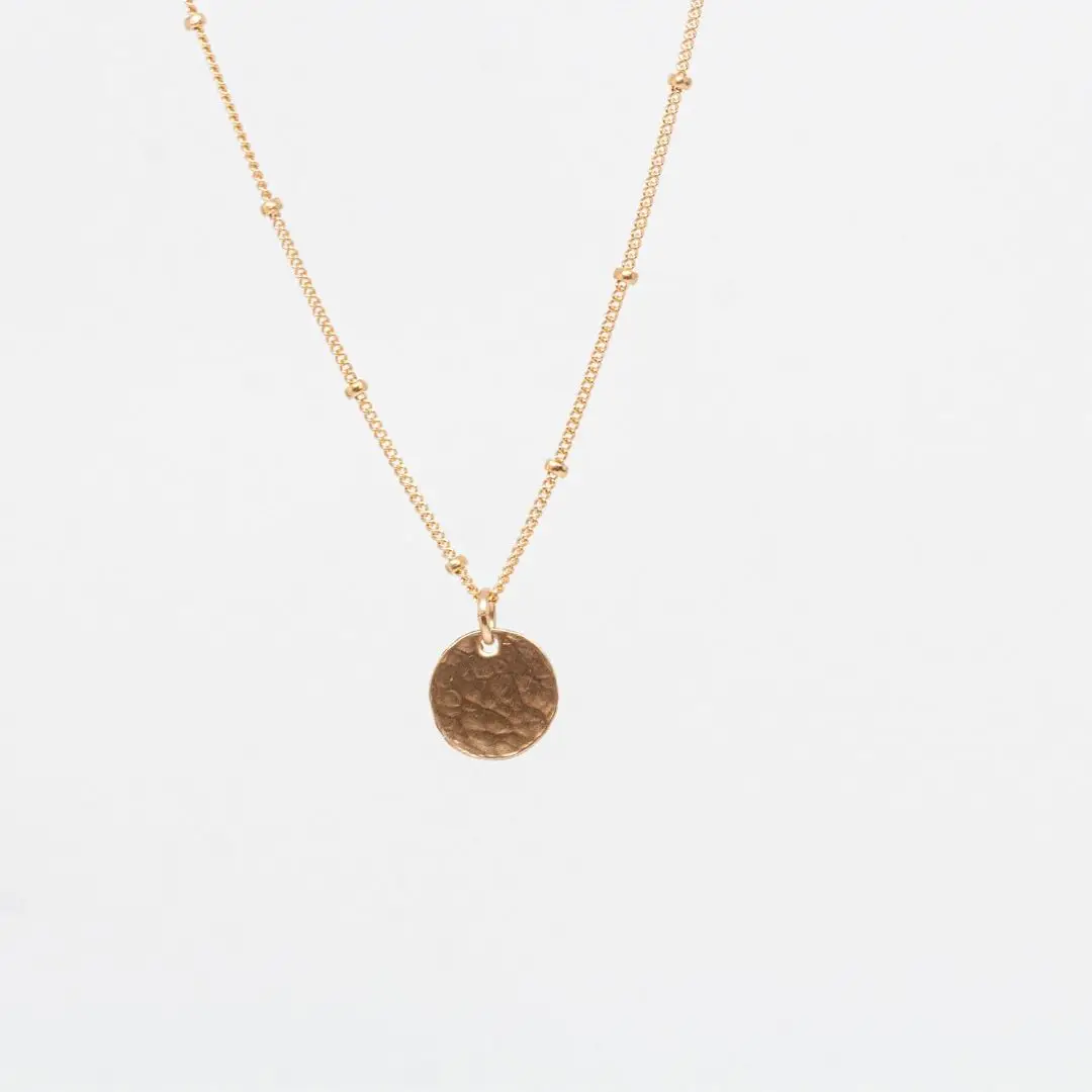 Hammered Disc Necklace with Satellite Chain - Tumbleweed Shop & Studio