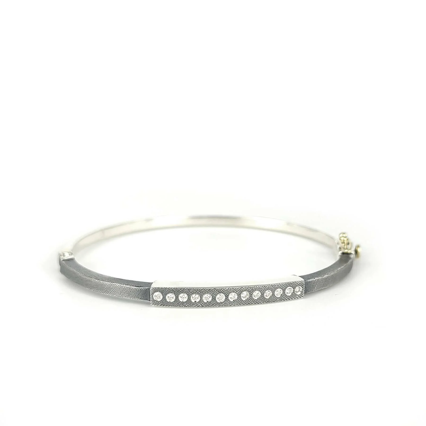 Rene Escobar Diana 2.5 Sterling Silver Diamond Bangle Bracelet ...