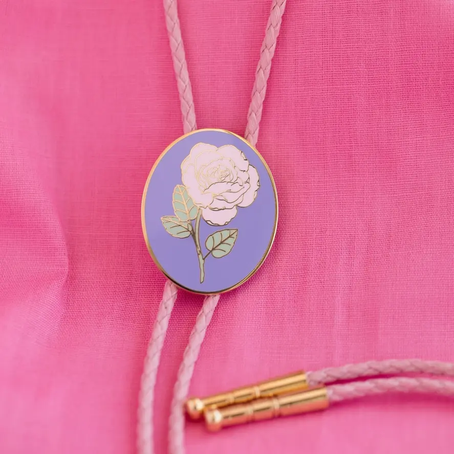 Rose Bolo Tie - Pink - Tumbleweed Shop & Studio